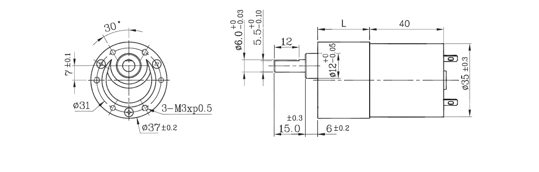제품소개 > Spur Geared Motor > RB-35GM 05TYPE (12V)