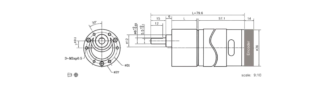제품소개 > Spur Geared Motor with Encoder > RB-35GM 09TYPE (24V) with ...