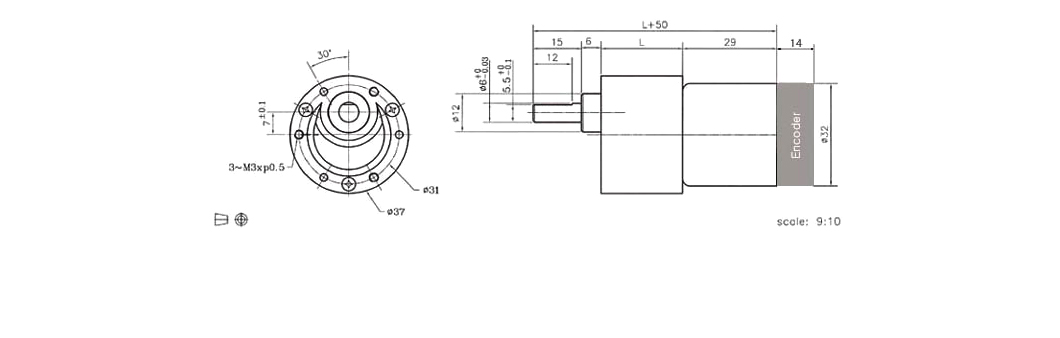제품소개 > Spur Geared Motor with Encoder > RB-35GM 21TYPE (12V) with ...