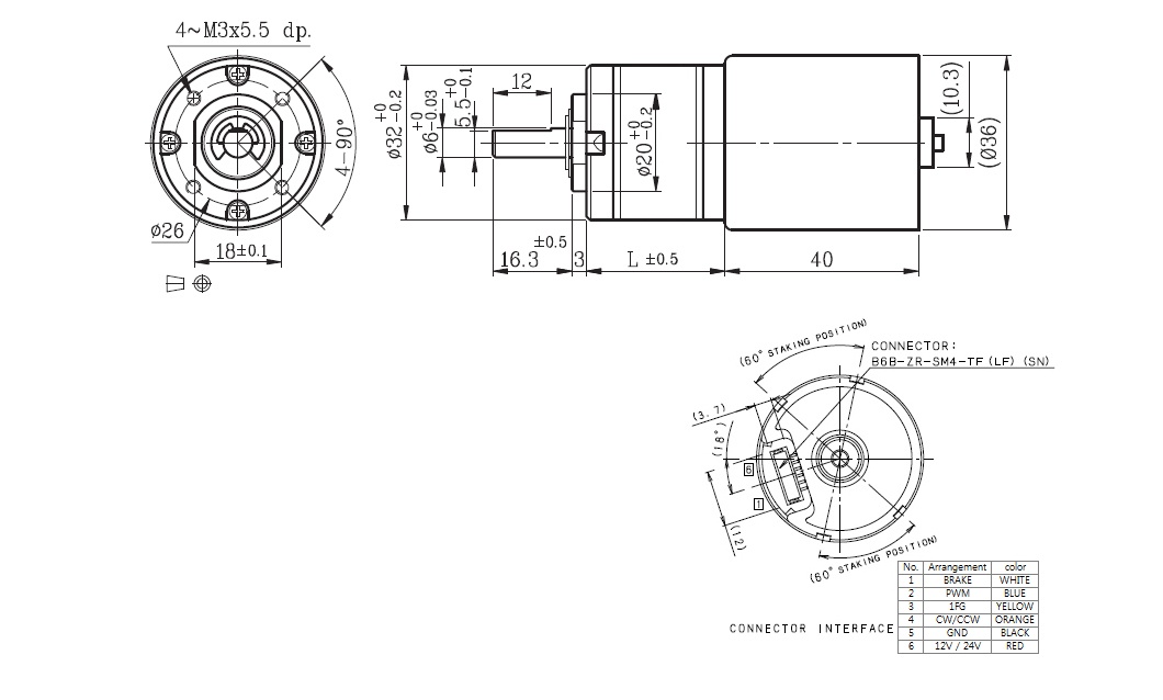 제품소개 > BLDC Geared Motor > BL3640A-24V-06P with IG32